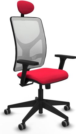 Piqueras y Crespo B&uuml;rostuhl, rot, mit 3D-Armlehnen, h&ouml;henverstellbarer Lendenwirbelst&uuml;tze und festem Kopfteil, ausgestattet mit Sincro 3 Positionen und Schneideschaum, 