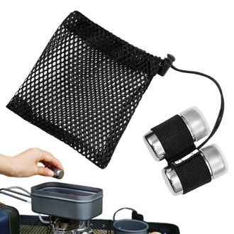 Generic Reiseschmeckbeh&auml;lter | Kleiner Camping Salzstreuer | 2 St&uuml;ck Edelstahl kleiner Spender mit Tasche f&uuml;r Picknick Bergwandern Backpacking Arbeitsplatz im