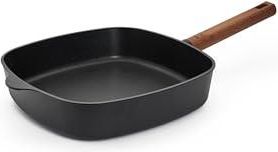 Woll Eco Logic QXR Viereckpfanne - Induktiv -, 28 x 28 cm, 6.5 cm hoch, mit festem nachhaltigem Holzstiel - Geeignet für alle Herdarten, PFAS-frei, Antihaf