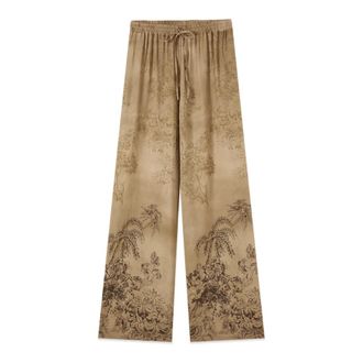Oltre Palazzo-Hosen aus gemusterter Viskose - - Trousers - Damen - Braun - XL