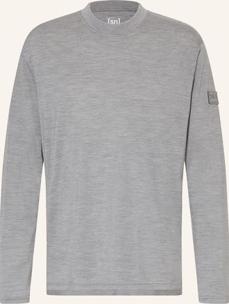 super.natural Longsleeve Casual Mit Merinowolle grau