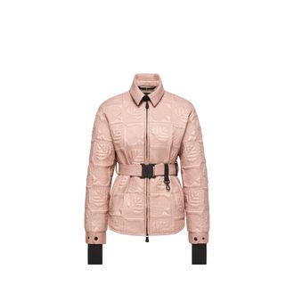 Moncler Moncler Surchemise Matelass&eacute;e Crevoux &Agrave; Motif Feuilles, Femme, Rose, Taille: 00