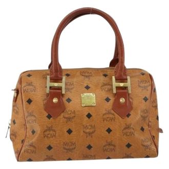 MCM Sac &agrave; main en toile Pre-owned - Femme - Pre-owned - Brun - Taille: ONE Size