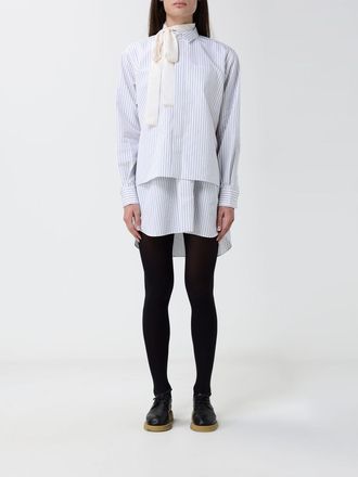 sacai Mini-robe chemise ray&eacute;e &agrave; double &eacute;paisseur asym&eacute;trique