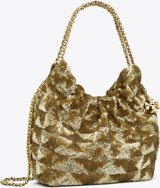 Tory Burch Damen Fleming Mini Bag mit Pailletten und Tunnelzug