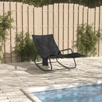 vidaXL Vidaxl - Chaise longue Acier et textil&egrave;ne Noir
