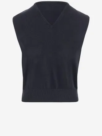 Bottega Veneta Womens Cotton And Viscose Twin-Set Sweater Navy