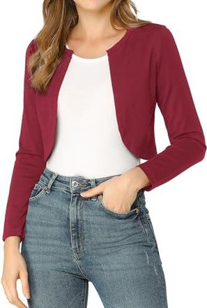 Allegra K Bol&eacute;ro Court en Tricot Femme Cardigan Court &agrave; Haussement d&Eacute;paule Manches Longues Veste Court L&eacute;ger Chic et &Eacute;l&eacute;gant Bol&eacute;ro D&eacute;contract&eacute; Devant Ouvert Bo