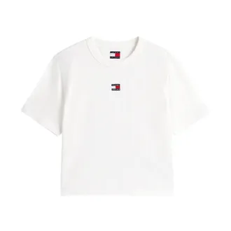 Tommy Jeans Femme, Tops, Blanc, Taille: 38 FR T-shirt Boxy Badge