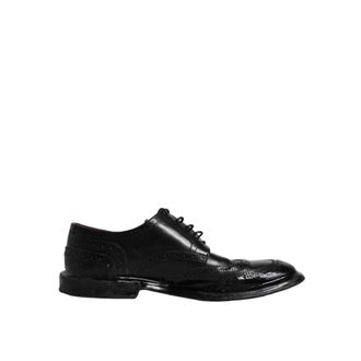 Dolce & Gabbana Schwarze Leder Wingtip Formelle Schuhe - - Shoes - Herren - Schwarzk - 42 EU