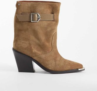 Bronx New-Kole - Bottines montantes en daim avec boucle style western - Naturel fonc&eacute;-Neutral