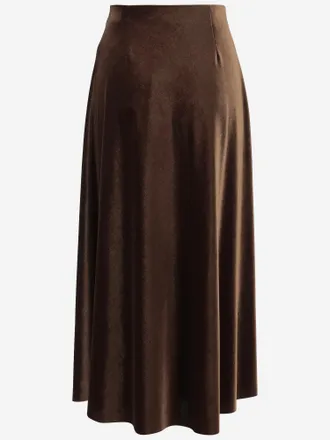 F.it Womens Skirt Stretch Velvet Brown Polyester