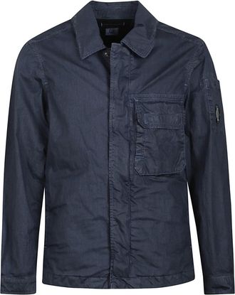 C.P. Company C.p. Company, Homme, Vestes, Bleu, Taille: M 50 Fili Wax Zipped Lens Overshirt