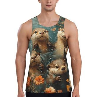 Generic D&eacute;bardeur respirant &agrave; s&eacute;chage rapide sans manches pour homme pour entra&icirc;nement &agrave; la plage S &agrave; 4XL, Loutre mignonne 12, XXL