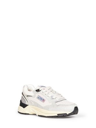 Autry Womens Sneakers Hyperway White-Silver Grey Calf Leather Trainers