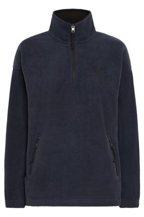 Oxmo OXMatsine Damen Pullover Fleecepullover Pulli mit Teddy-Futter Reißverschlusstaschen Troyerkragen Label-Details Loose fit, Größe:XS, Farbe:Insignia Bl