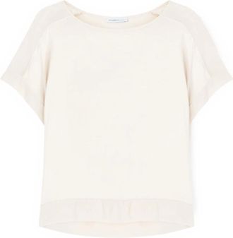 Motivi Femme, Blouses et Chemises, Blanc, Taille: 40 FR Blouse en satin avec encolure bateau
