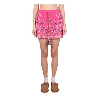 Alanui Femme, Shorts, Rose, Taille: 38 FR Shorts Bandana en Piqu&eacute; de Coton