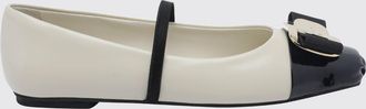 Ferragamo Zweifarbige New Vara Mary-Jane-Ballerinas aus Leder mit Schleife