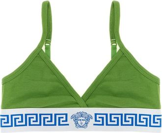 Versace Femme, Sous-v&ecirc;tements, Vert, Taille: 44 FR Bralette c&ocirc;tel&eacute;e en jersey de coton stretch