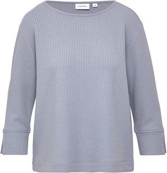 Comma 3/4 Arm-Pullover Sweatshirt Strukturiertes Sweatshirt mit 3/4-&Auml;rmeln und U-Boot-Ausschnitt