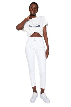 Trendyol Trendyol Womens High Waist Mom Jeans, White, 42