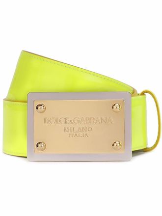 Dolce & Gabbana ceinture &agrave; plaque logo - Jaune