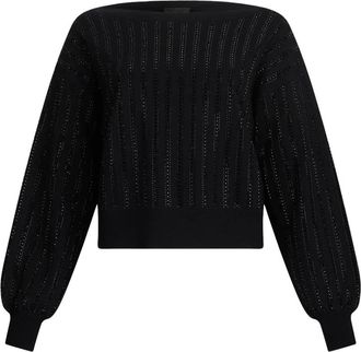 Liu Jo Femme, Pulls, Noir, Taille: 44 FR Tricot Élégant avec Applications en Viscose