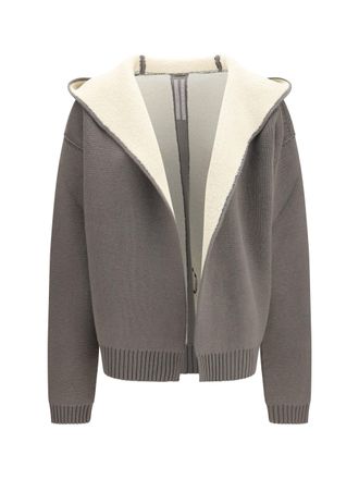 Rick Owens Womens Hoodie Robe Sweater Dust-Natural Fleece Wool (ovis Aries) Jacket Dust/natural
