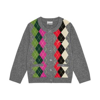 Ganni Check Cardigan - - Knitwear - Damen - Grau - XS