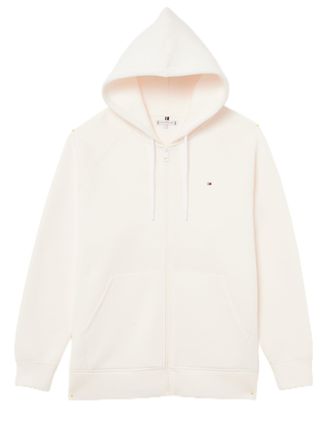 Tommy Hilfiger Damen Hoodie mit Reißverschluss Oversized, Elfenbein (Ancient White), M