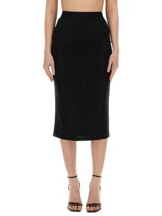 Versace Jeans Couture Crystal-Embellished Skirt - Black