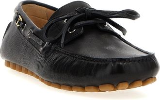 Valentino Garavani Buffalo Leather Lace-Up Loafer - Black