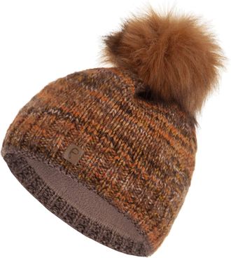 Faera Winterm&uuml;tze M&uuml;tze Damen warm gef&uuml;ttert mit Kunstfell Mehrfarbig Bommelm&uuml;tze Fleecefutter Winter Strickm&uuml;tze Beanie 59, Farbe:Braun