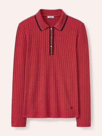 Walbusch Poloshirt Damen Poloshirt mit Rippenstruktur Polokragen Langarm, modern, pflegeleicht