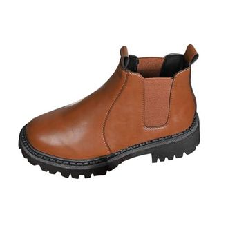 Generic Bottines Chelsea imperm&eacute;ables d&eacute;contract&eacute;es pour femme - &Eacute;l&eacute;gantes - Couleur unie - Talon bas - Confortables - Classique - &Agrave; enfiler - Pour le travail