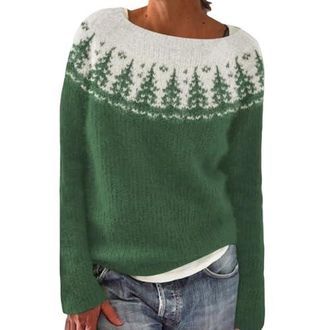 Generic Pull tricoté à rayures pour femme - Confortable - Col bateau surdimensionné - Manches longues - Léger - Tricot côtelé - Chemisier bohème pour lautomne