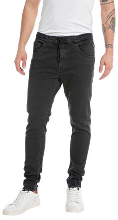 Replay Herren Jeans Milano mit Power Stretch, Blackboard 099 (Schwarz), 33W / 30L