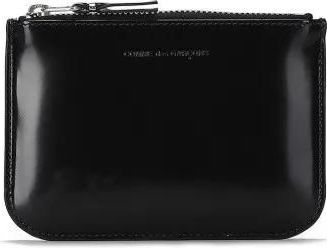 Comme Des Garçons Portemonnaies - Smooth Black Leather Zip Wallet With Silver Interi - Gr. unisize - in Schwarz - für Damen