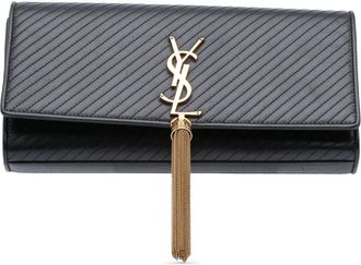 Saint Laurent Clutches - Quilted Calfskin Monogram Kate Tassel Clutch - Gr. unisize - in Schwarz - f&uuml;r Damen