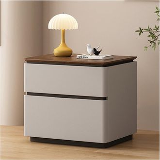 Generic Moderner und einfacher Nachttisch, Nachttisch aus Leder, Beistelltisch aus Massivholz, Beistelltisch for Schlafzimmer, mit Mikrofaserleder, Keine Mont
