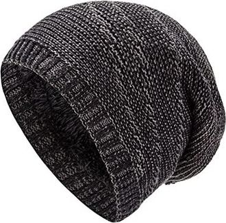 Generic Chapeau dhiver chaud en tricot serg&eacute; bicolore pour homme et femme, Noir, M