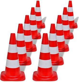 vidaXL Verkehrskegel 10 Stk. Reflektierend Rot und Wei&szlig; 50 cm - Vidaxl