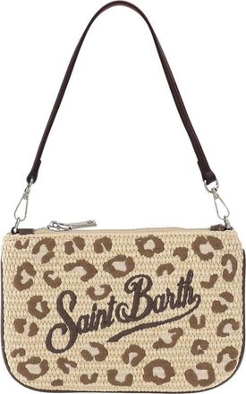 MC2 Saint Barth Femme, Sacs, Beige, Taille: ONE Size Pochette &agrave; effet raphia avec bandouli&egrave;re