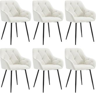 Woltu Lot de 6 Chaises de Salle &agrave; Manger, Chaises de Cuisine Rembourr&eacute;es avec Dossier, Accoudoirs, Pieds en M&eacute;tal, pour Salon, Bureau, Coiffeuse, en Velours