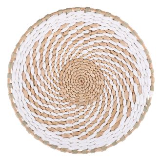 Cabilock Boho Wanddeko Rund Handgefertigt aus Grasgeflecht Natürliche Wandkunst für Wohnzimmer Schlafzimmer Küchen Minimalistische Dekoration Innen Außen
