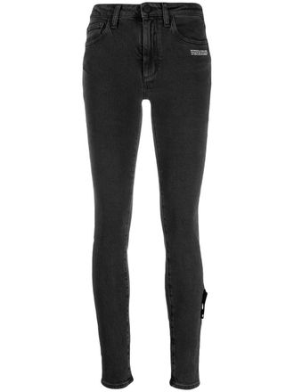 Off-white jean &agrave; coupe skinny - Gris