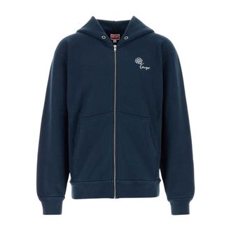 Kenzo Tulpen-bestickter Zip-Hoodie - - Sweatshirts & Hoodies - Herren - Blau - XL