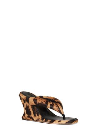 Balenciaga Womens Wedge Thong Sandals Gaeta Multicolour Calf Leather