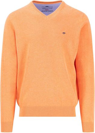 Fynch-Hatton Pullover aus Baumwolle mit V-Ausschnitt Sunny orange/L